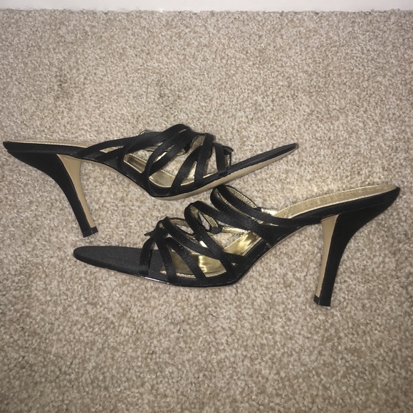 Tahari | Shoes | New Tahari Christine Satin Black Heels Sandals | Poshmark